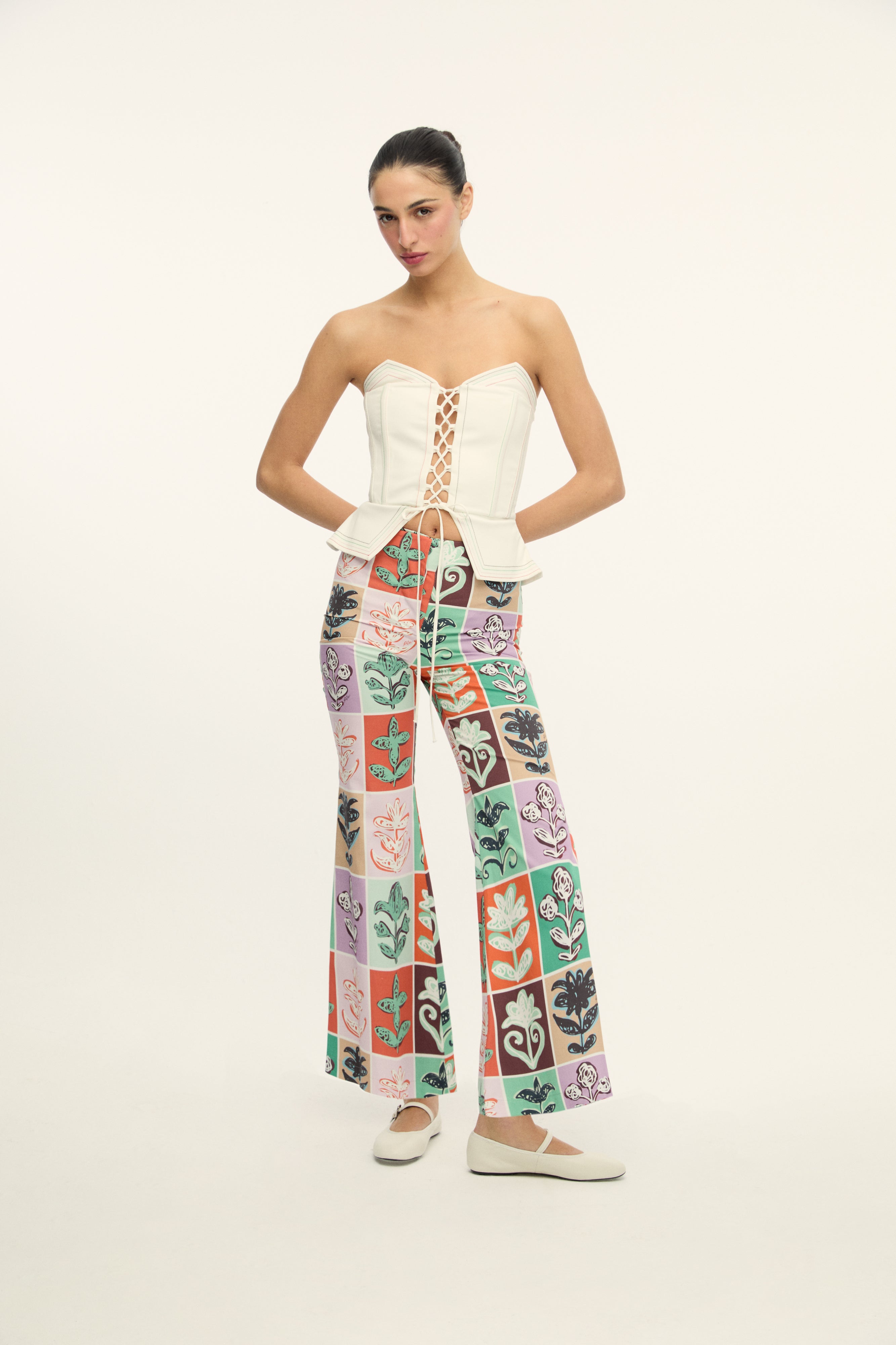 BIANCO TOP - STRAPLESS BUSTIER WITH CRISSCROSS FRONT TIE - ECRU – PIA BRAND